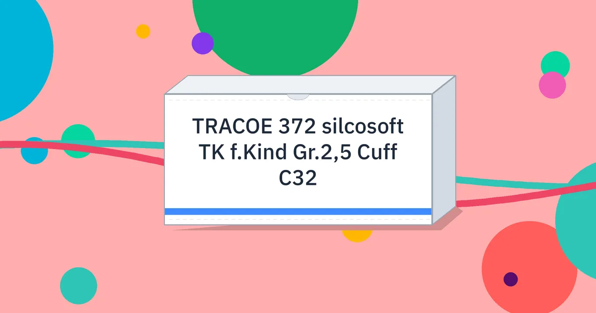 Symbolbild: Packung mit der Aufschrift TRACOE 372 silcosoft TK f.Kind Gr.2,5 Cuff C32 (PZN 14315859) – Verfügbarkeit und Bezug in Apotheken in Frankfurt am Main