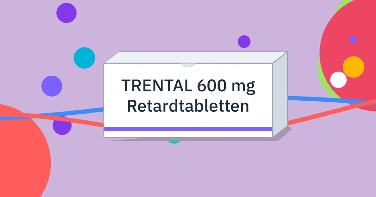 Symbolbild: Packung mit der Aufschrift TRENTAL 600 mg Retardtabletten (PZN 03046209) – Verfügbarkeit und Bezug in Apotheken in Frankfurt am Main