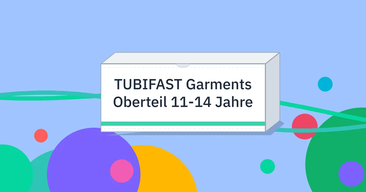 Symbolbild: Packung mit der Aufschrift TUBIFAST Garments Oberteil 11-14 Jahre (PZN 10058064) – Verfügbarkeit und Bezug in Apotheken in Frankfurt am Main