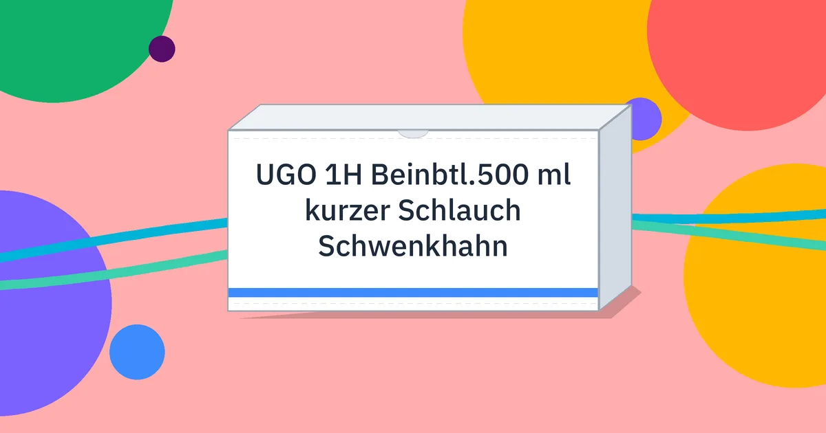 Symbolbild: Packung mit der Aufschrift UGO 1H Beinbtl.500 ml kurzer Schlauch Schwenkhahn (PZN 13814431) – Verfügbarkeit und Bezug in Apotheken in Frankfurt am Main