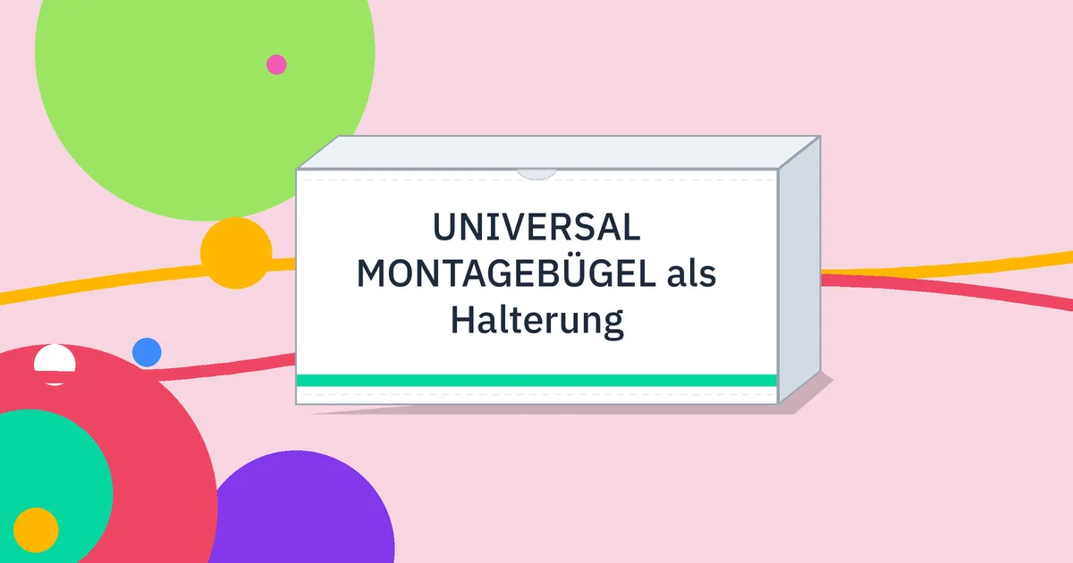 Symbolbild: Packung mit der Aufschrift UNIVERSAL MONTAGEBÜGEL als Halterung (PZN 06578912) – Verfügbarkeit und Bezug in Apotheken in Frankfurt am Main