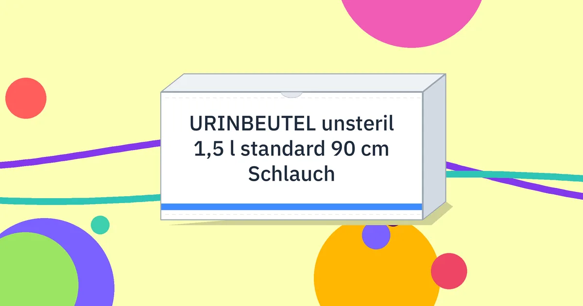 Symbolbild: Packung mit der Aufschrift URINBEUTEL unsteril 1,5 l standard 90 cm Schlauch (PZN 02098606) – Verfügbarkeit und Bezug in Apotheken in Frankfurt am Main