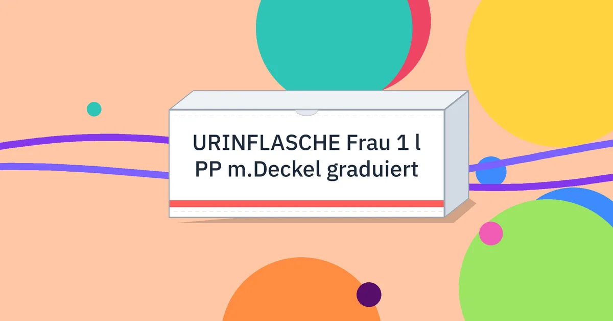 Symbolbild: Packung mit der Aufschrift URINFLASCHE Frau 1 l PP m.Deckel graduiert (PZN 18400562) – Verfügbarkeit und Bezug in Apotheken in Frankfurt am Main