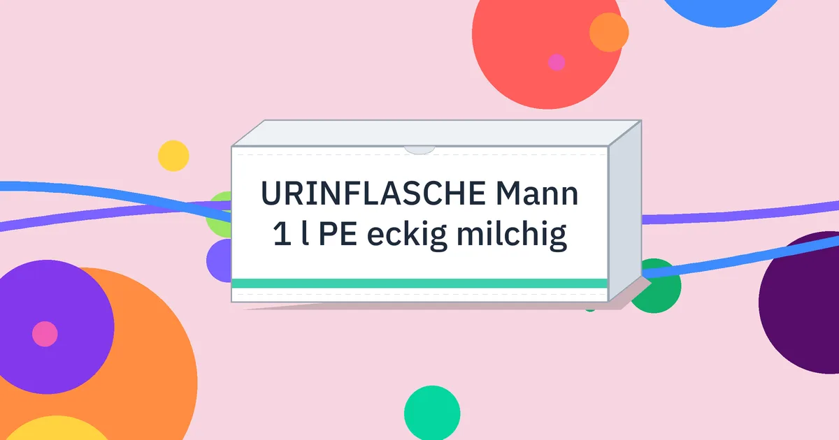 Symbolbild: Packung mit der Aufschrift URINFLASCHE Mann 1 l PE eckig milchig (PZN 10627415) – Verfügbarkeit und Bezug in Apotheken in Frankfurt am Main