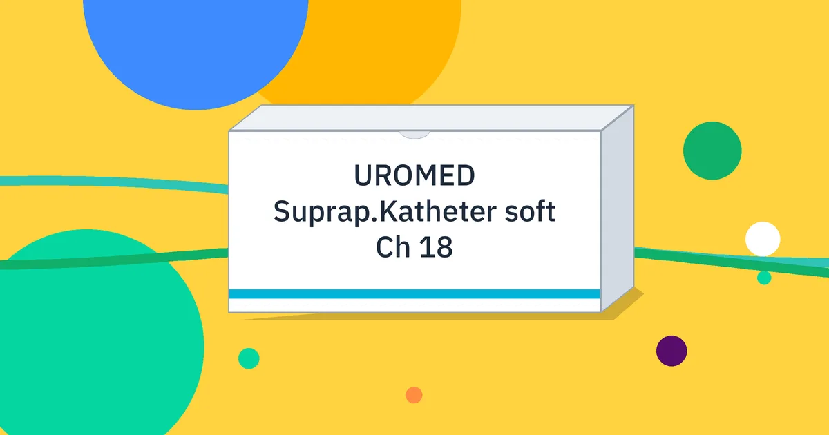 Symbolbild: Packung mit der Aufschrift UROMED Suprap.Katheter soft Ch 18 (PZN 03028341) – Verfügbarkeit und Bezug in Apotheken in Frankfurt am Main