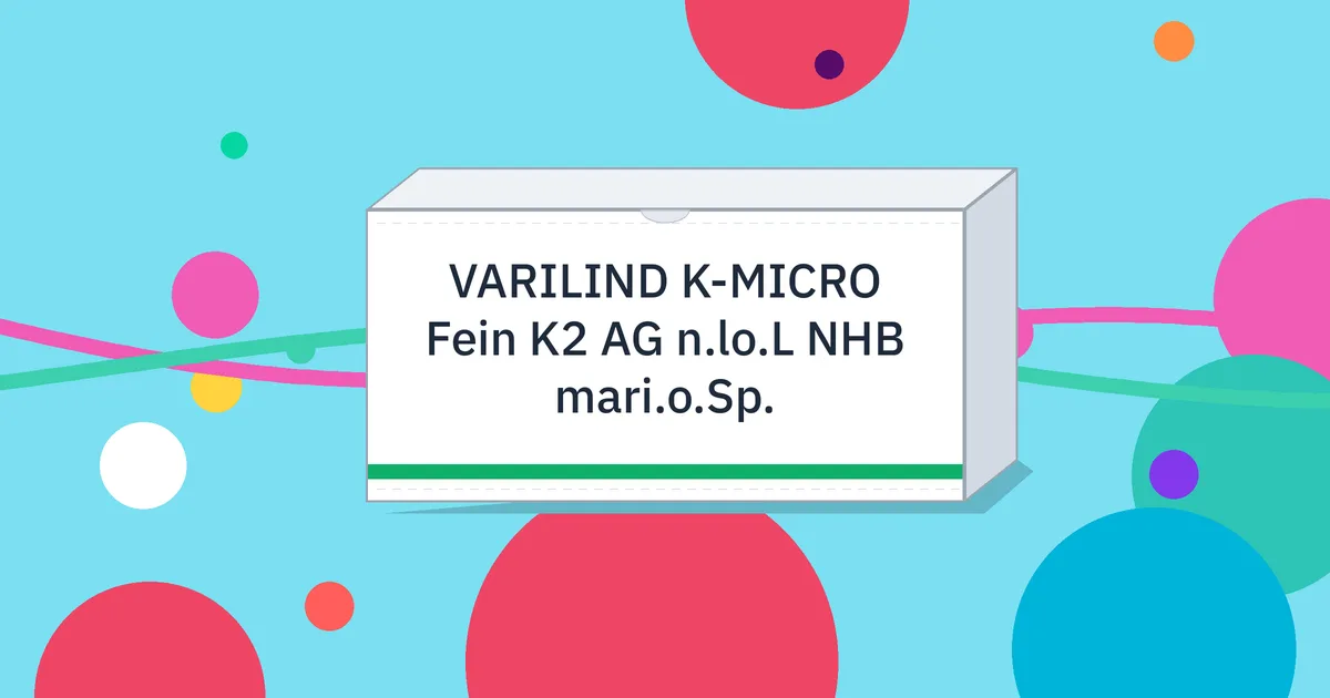 Symbolbild: Packung mit der Aufschrift VARILIND K-MICRO Fein K2 AG n.lo.L NHB mari.o.Sp. (PZN 20556366) – Verfügbarkeit und Bezug in Apotheken in Frankfurt am Main