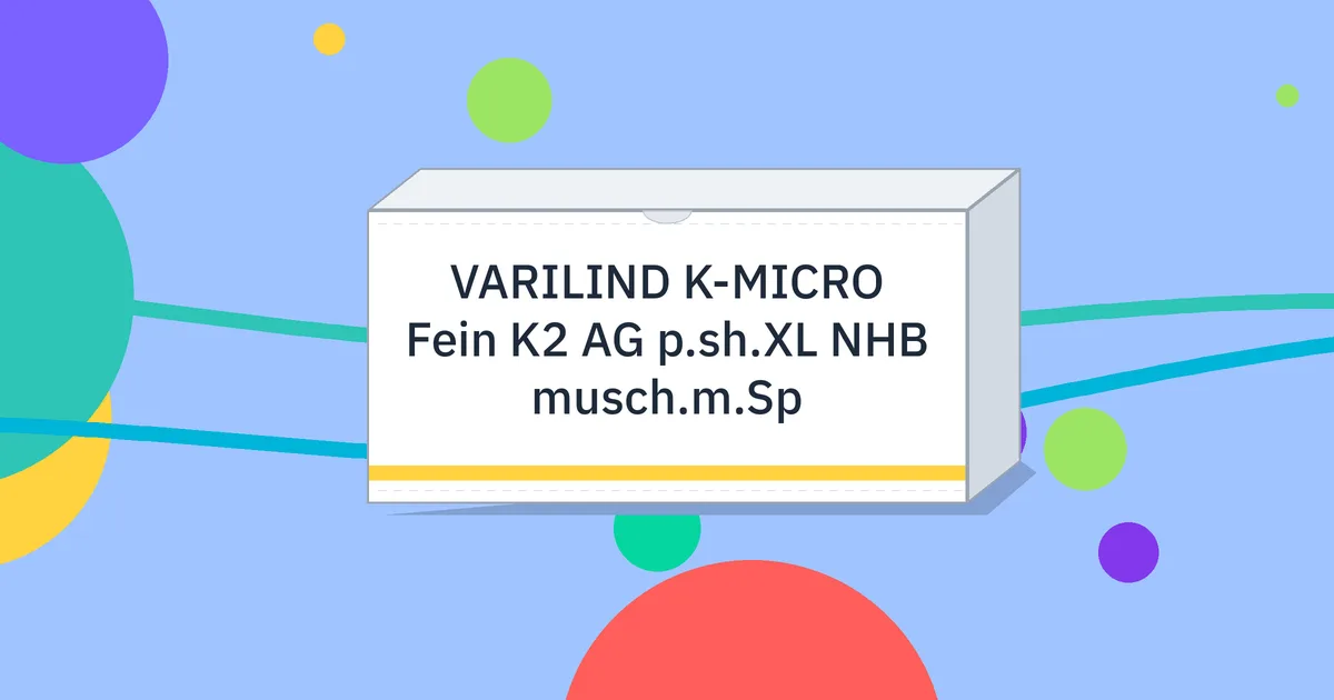Symbolbild: Packung mit der Aufschrift VARILIND K-MICRO Fein K2 AG p.sh.XL NHB musch.m.Sp (PZN 20556998) – Verfügbarkeit und Bezug in Apotheken in Frankfurt am Main