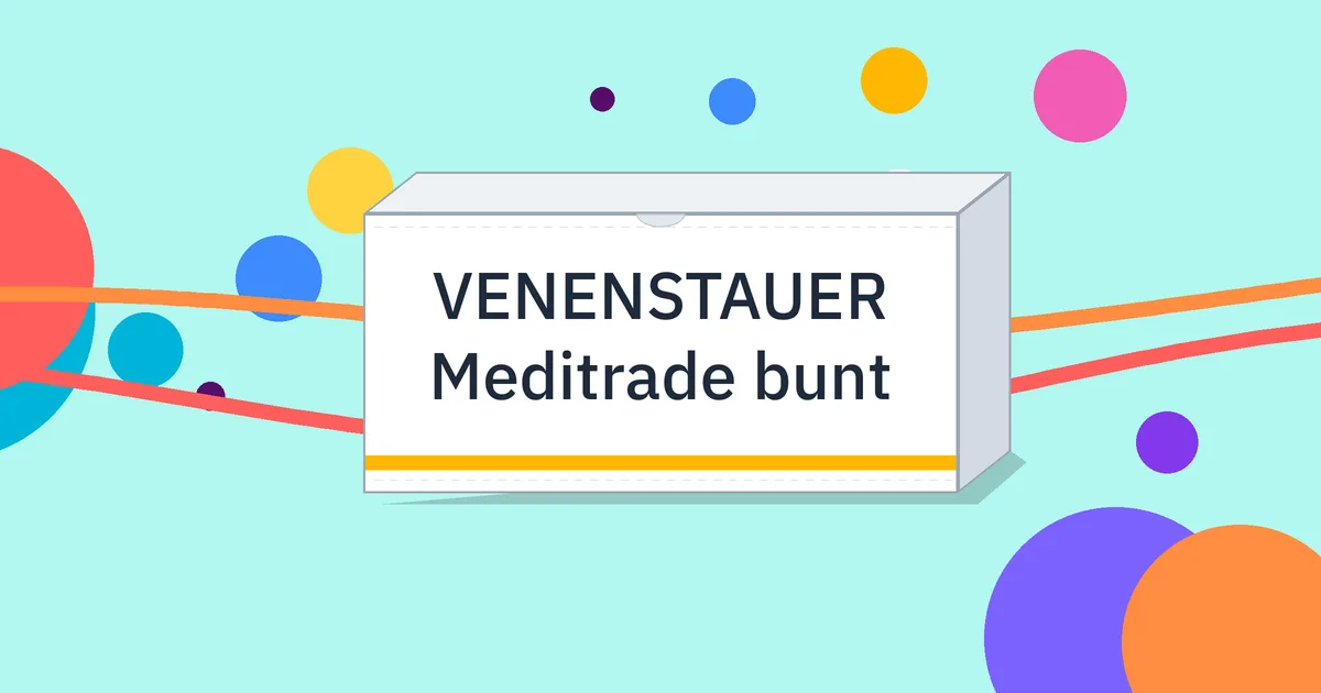 Symbolbild: Packung mit der Aufschrift VENENSTAUER Meditrade bunt (PZN 06177892) – Verfügbarkeit und Bezug in Apotheken in Frankfurt am Main