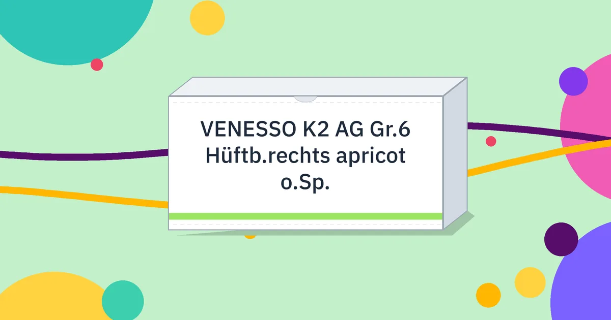 Symbolbild: Packung mit der Aufschrift VENESSO K2 AG Gr.6 Hüftb.rechts apricot o.Sp. (PZN 03272118) – Verfügbarkeit und Bezug in Apotheken in Frankfurt am Main