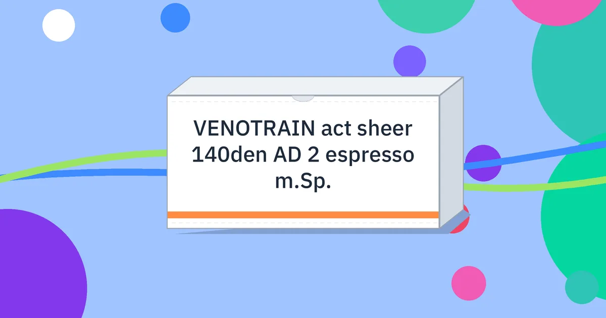 Symbolbild: Packung mit der Aufschrift VENOTRAIN act sheer 140den AD 2 espresso m.Sp. (PZN 16209274) – Verfügbarkeit und Bezug in Apotheken in Frankfurt am Main