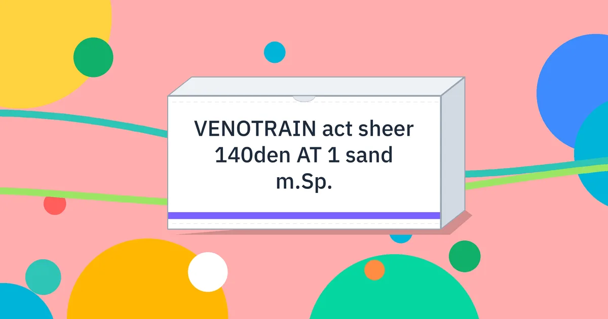 Symbolbild: Packung mit der Aufschrift VENOTRAIN act sheer 140den AT 1 sand m.Sp. (PZN 16207393) – Verfügbarkeit und Bezug in Apotheken in Frankfurt am Main