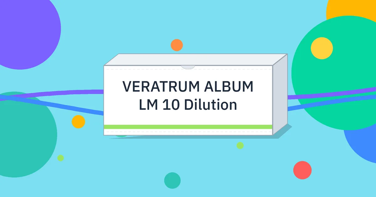 Symbolbild: Packung mit der Aufschrift VERATRUM ALBUM LM 10 Dilution (PZN 13264410) – Verfügbarkeit und Bezug in Apotheken in Frankfurt am Main