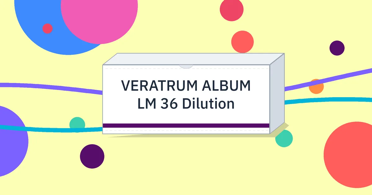 Symbolbild: Packung mit der Aufschrift VERATRUM ALBUM LM 36 Dilution (PZN 13264841) – Verfügbarkeit und Bezug in Apotheken in Frankfurt am Main