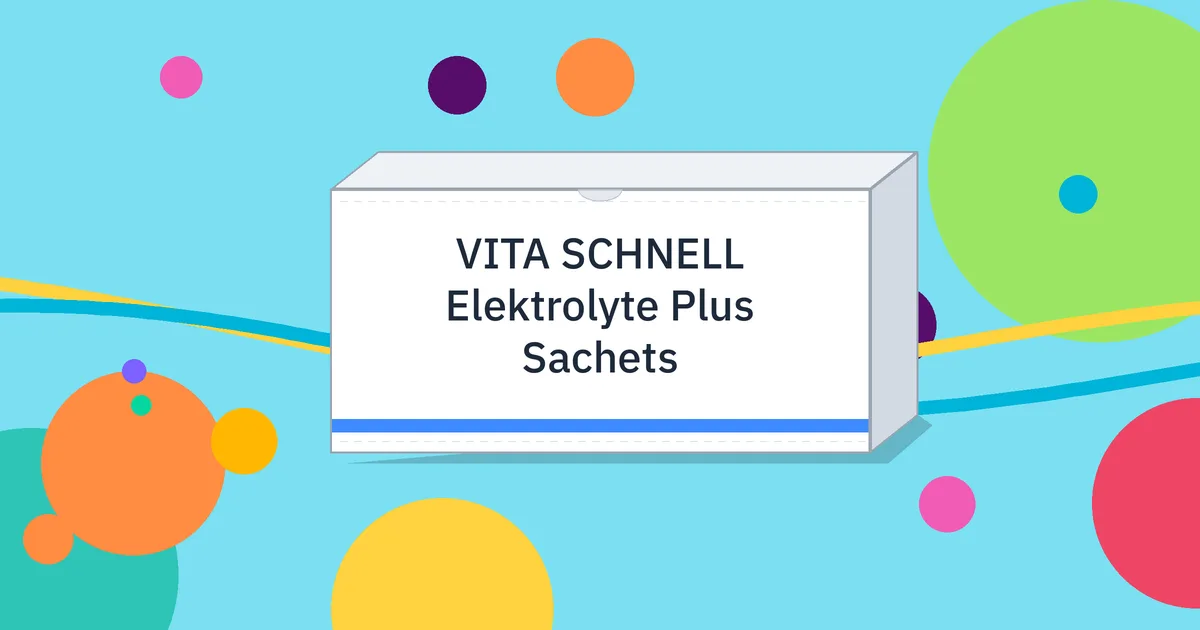 Symbolbild: Packung mit der Aufschrift VITA SCHNELL Elektrolyte Plus Sachets (PZN 19622276) – Verfügbarkeit und Bezug in Apotheken in Frankfurt am Main
