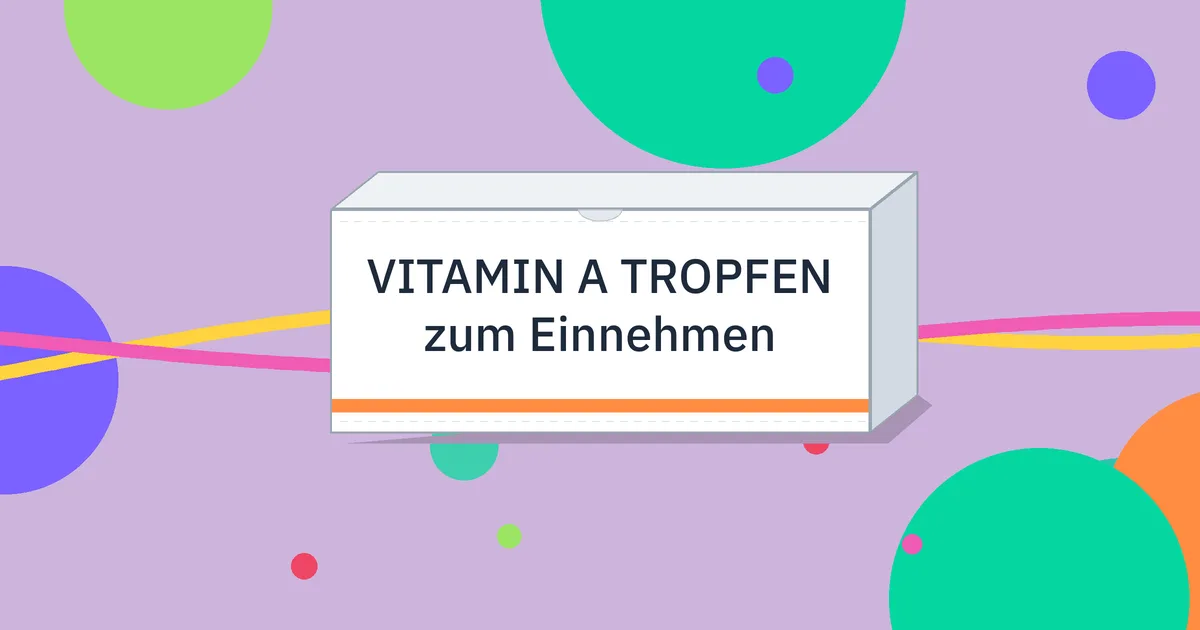 Symbolbild: Packung mit der Aufschrift VITAMIN A TROPFEN zum Einnehmen (PZN 18779159) – Verfügbarkeit und Bezug in Apotheken in Frankfurt am Main