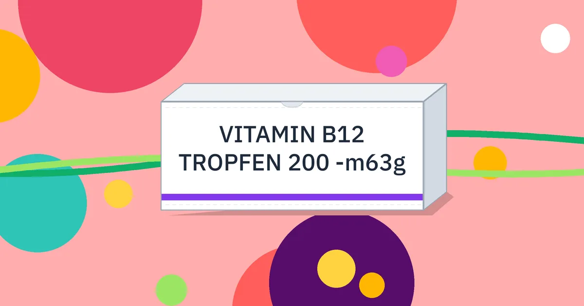 Symbolbild: Packung mit der Aufschrift VITAMIN B12 TROPFEN 200 -m63g (PZN 17520465) – Verfügbarkeit und Bezug in Apotheken in Frankfurt am Main