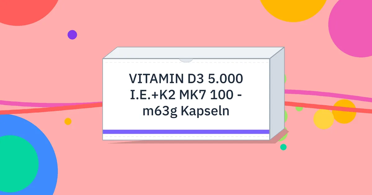 Symbolbild: Packung mit der Aufschrift VITAMIN D3 5.000 I.E.+K2 MK7 100 -m63g Kapseln (PZN 19282515) – Verfügbarkeit und Bezug in Apotheken in Frankfurt am Main