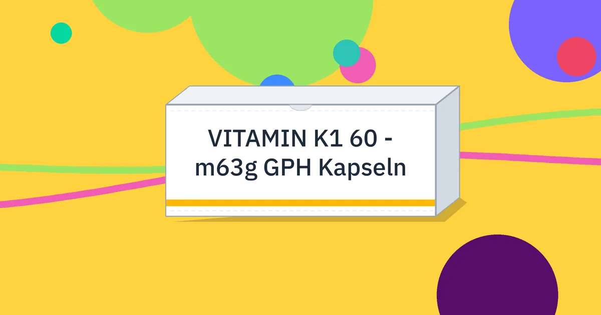 Symbolbild: Packung mit der Aufschrift VITAMIN K1 60 -m63g GPH Kapseln (PZN 04631944) – Verfügbarkeit und Bezug in Apotheken in Frankfurt am Main