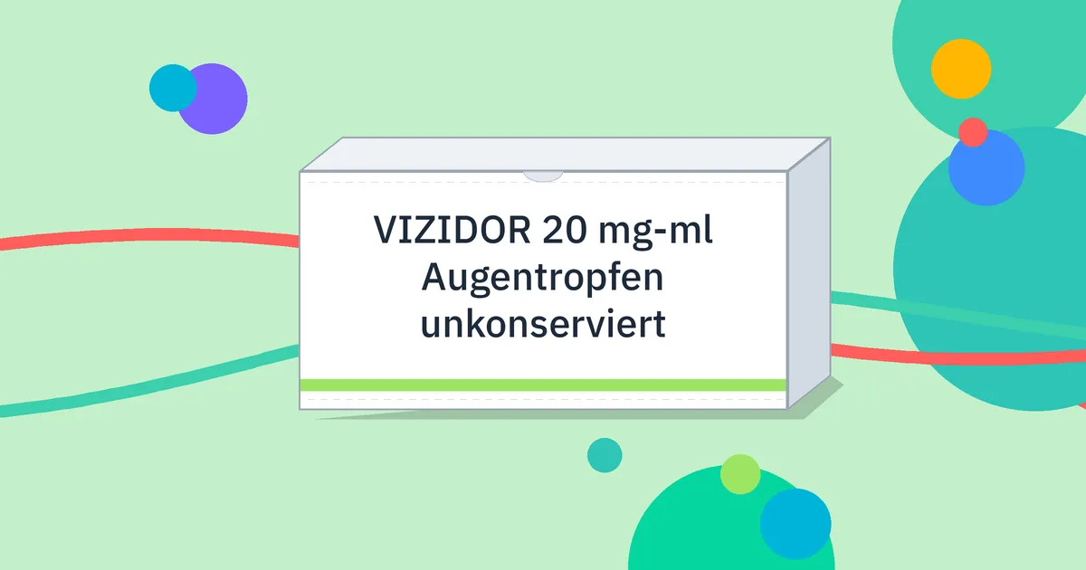 Symbolbild: Packung mit der Aufschrift VIZIDOR 20 mg-ml Augentropfen unkonserviert (PZN 19235125) – Verfügbarkeit und Bezug in Apotheken in Frankfurt am Main