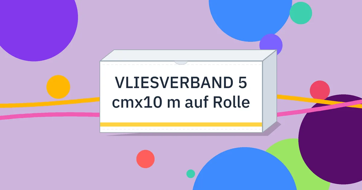 Symbolbild: Packung mit der Aufschrift VLIESVERBAND 5 cmx10 m auf Rolle (PZN 19509137) – Verfügbarkeit und Bezug in Apotheken in Frankfurt am Main