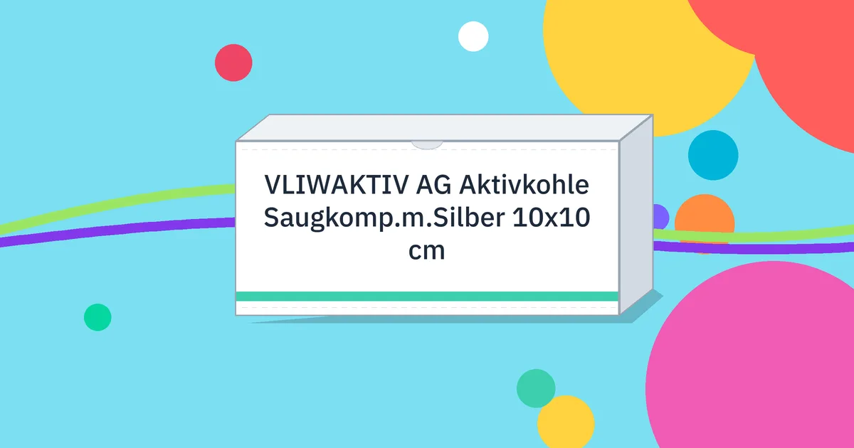Symbolbild: Packung mit der Aufschrift VLIWAKTIV AG Aktivkohle Saugkomp.m.Silber 10x10 cm (PZN 19874925) – Verfügbarkeit und Bezug in Apotheken in Frankfurt am Main
