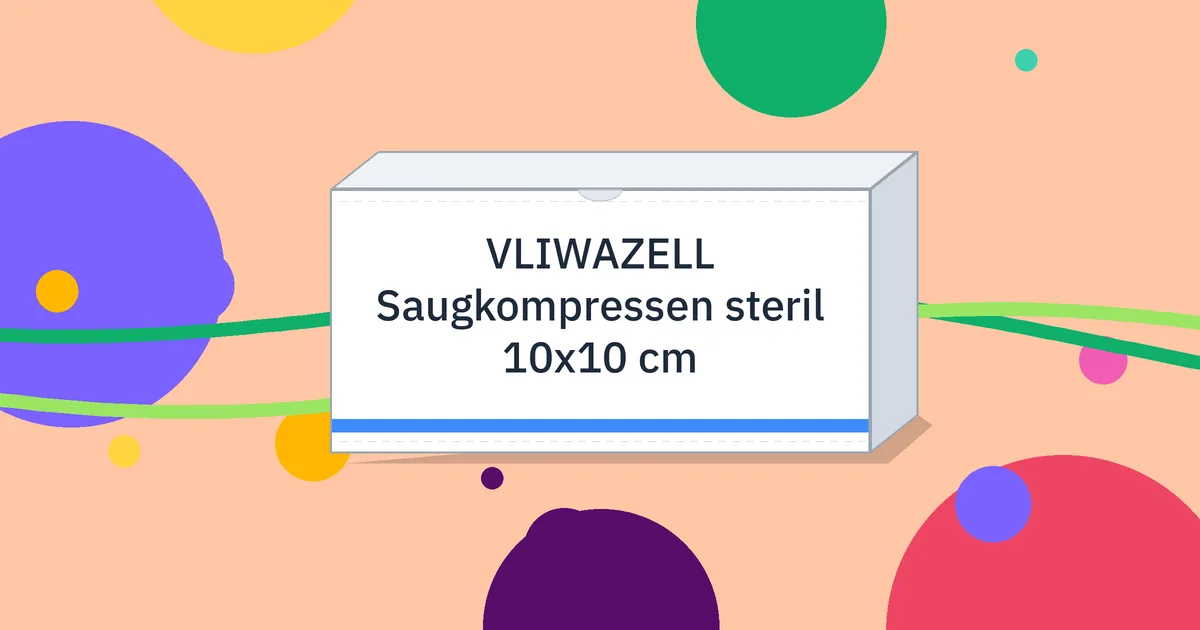 Symbolbild: Packung mit der Aufschrift VLIWAZELL Saugkompressen steril 10x10 cm (PZN 18672125) – Verfügbarkeit und Bezug in Apotheken in Frankfurt am Main