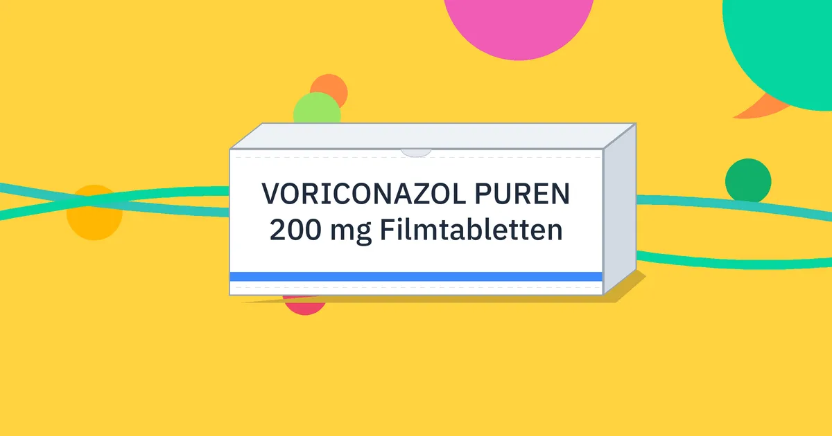 Symbolbild: Packung mit der Aufschrift VORICONAZOL PUREN 200 mg Filmtabletten (PZN 11675161) – Verfügbarkeit und Bezug in Apotheken in Frankfurt am Main