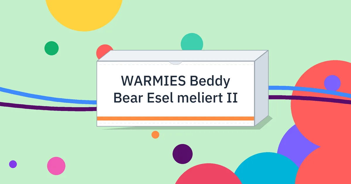 Symbolbild: Packung mit der Aufschrift WARMIES Beddy Bear Esel meliert II (PZN 10352987) – Verfügbarkeit und Bezug in Apotheken in Frankfurt am Main