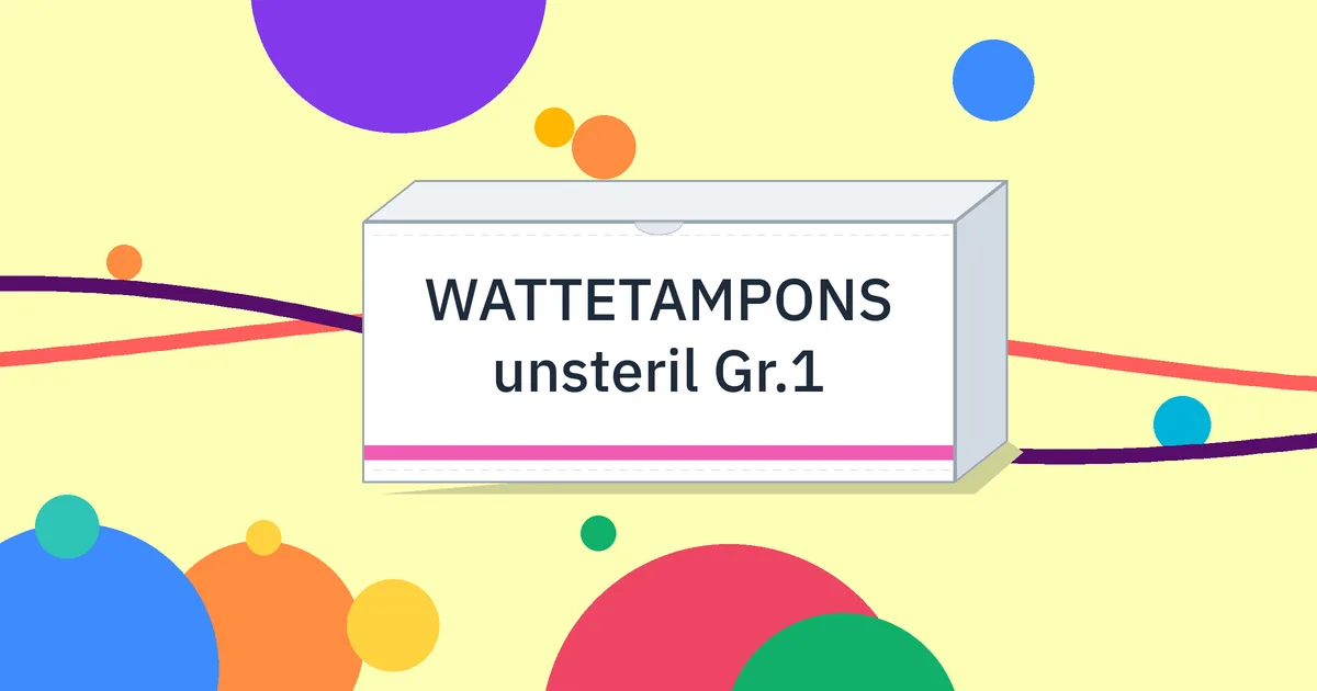 Symbolbild: Packung mit der Aufschrift WATTETAMPONS unsteril Gr.1 (PZN 01960541) – Verfügbarkeit und Bezug in Apotheken in Frankfurt am Main