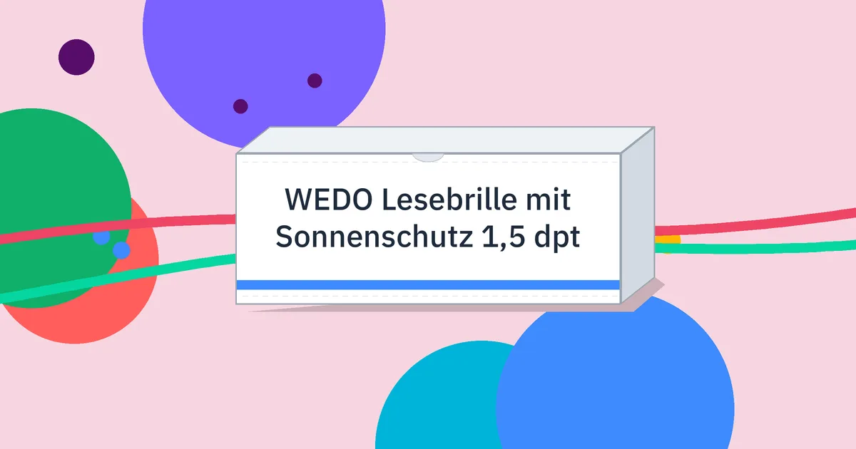 Symbolbild: Packung mit der Aufschrift WEDO Lesebrille mit Sonnenschutz 1,5 dpt (PZN 13568423) – Verfügbarkeit und Bezug in Apotheken in Frankfurt am Main