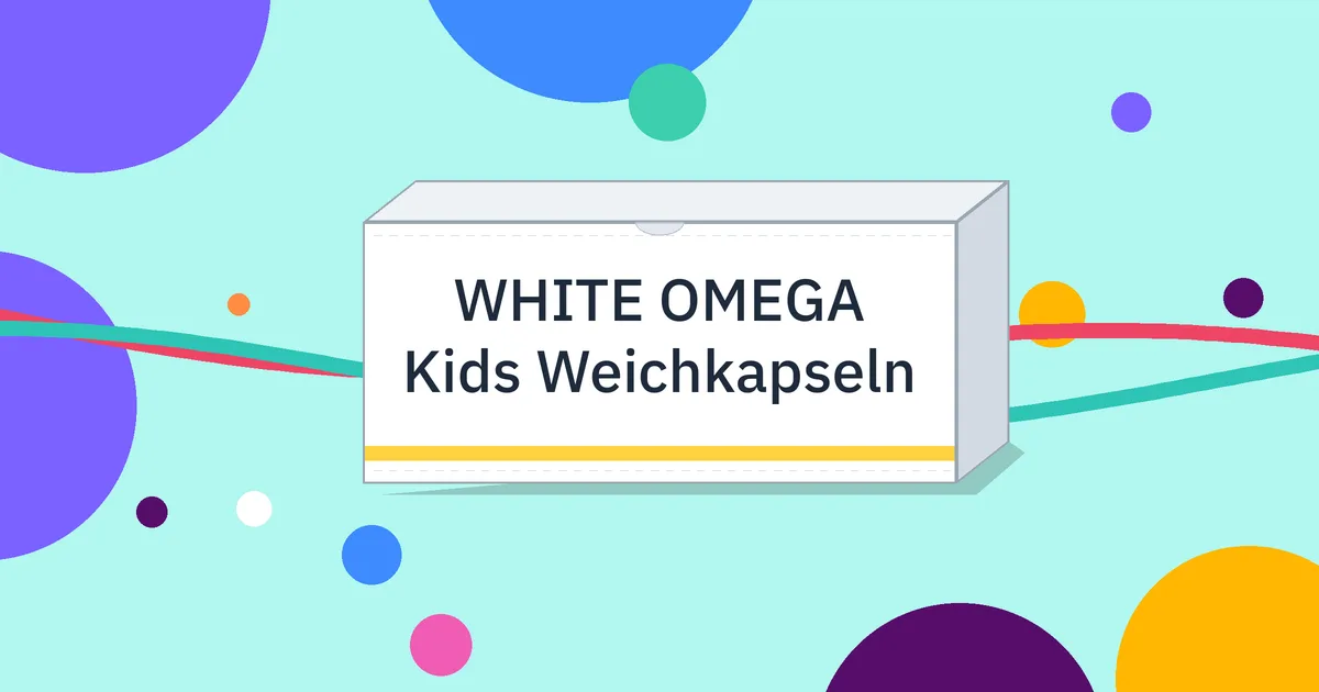 Symbolbild: Packung mit der Aufschrift WHITE OMEGA Kids Weichkapseln (PZN 16085524) – Verfügbarkeit und Bezug in Apotheken in Frankfurt am Main