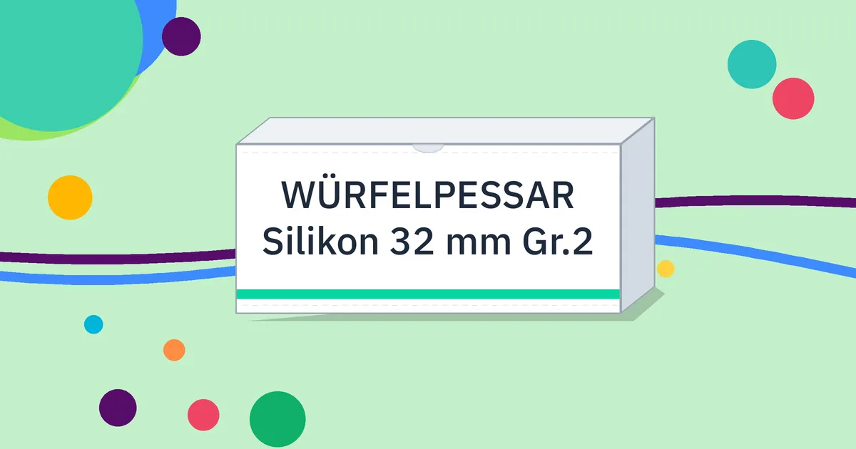 Symbolbild: Packung mit der Aufschrift WÜRFELPESSAR Silikon 32 mm Gr.2 (PZN 03461658) – Verfügbarkeit und Bezug in Apotheken in Frankfurt am Main