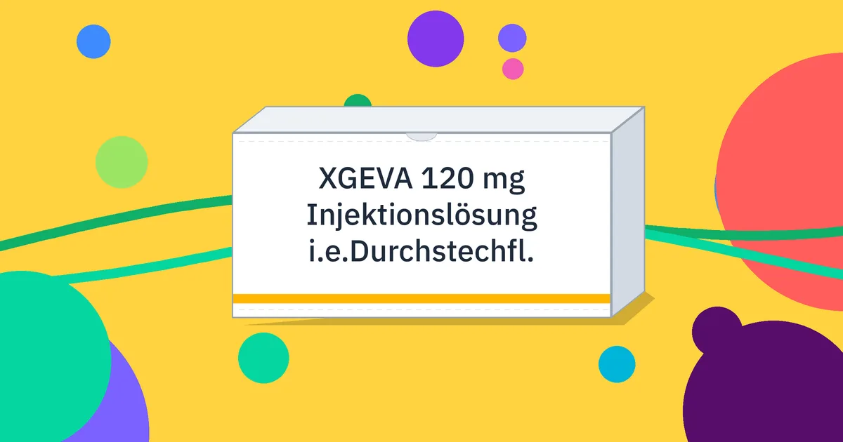 Symbolbild: Packung mit der Aufschrift XGEVA 120 mg Injektionslösung i.e.Durchstechfl. (PZN 11074674) – Verfügbarkeit und Bezug in Apotheken in Frankfurt am Main