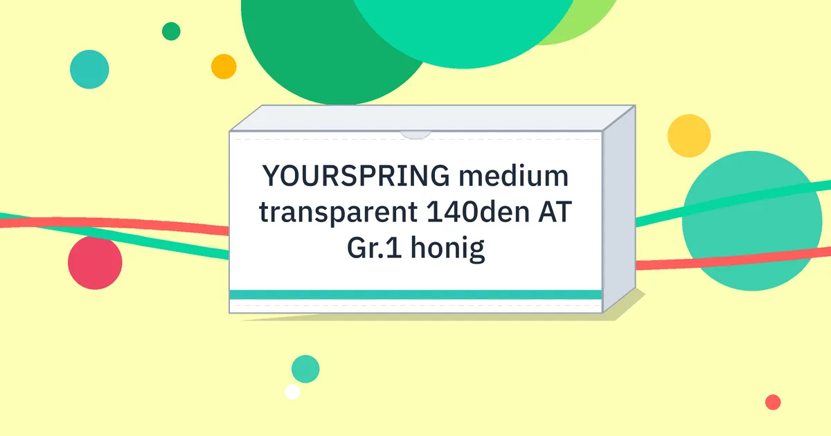 Symbolbild: Packung mit der Aufschrift YOURSPRING medium transparent 140den AT Gr.1 honig (PZN 18057354) – Verfügbarkeit und Bezug in Apotheken in Frankfurt am Main