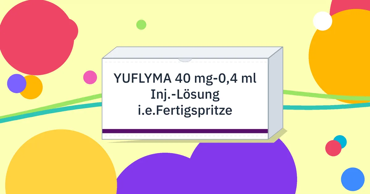 Symbolbild: Packung mit der Aufschrift YUFLYMA 40 mg-0,4 ml Inj.-Lösung i.e.Fertigspritze (PZN 18454954) – Verfügbarkeit und Bezug in Apotheken in Frankfurt am Main