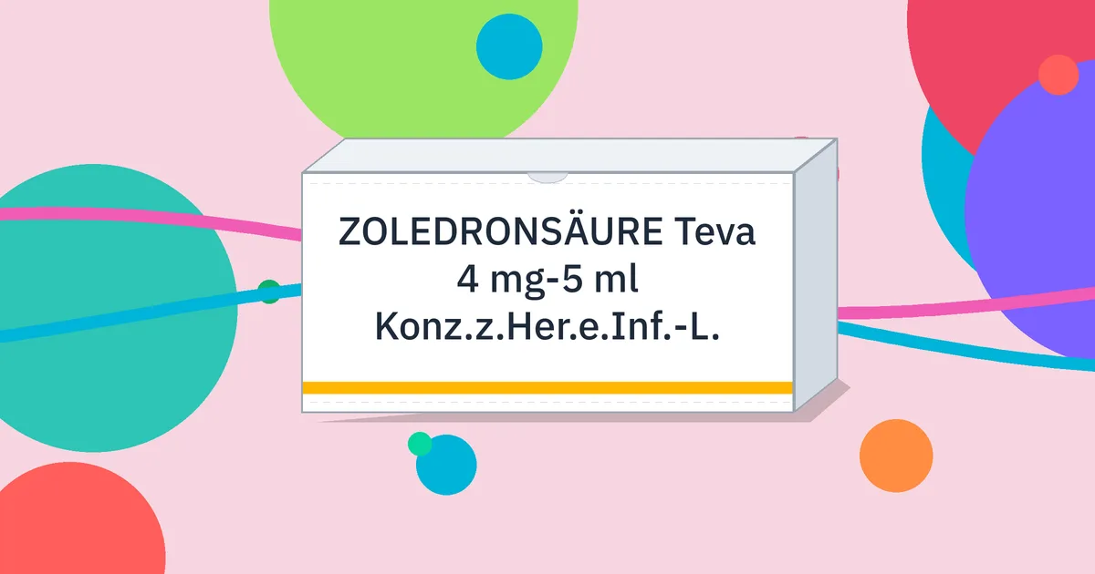 Symbolbild: Packung mit der Aufschrift ZOLEDRONSÄURE Teva 4 mg-5 ml Konz.z.Her.e.Inf.-L. (PZN 09916663) – Verfügbarkeit und Bezug in Apotheken in Frankfurt am Main