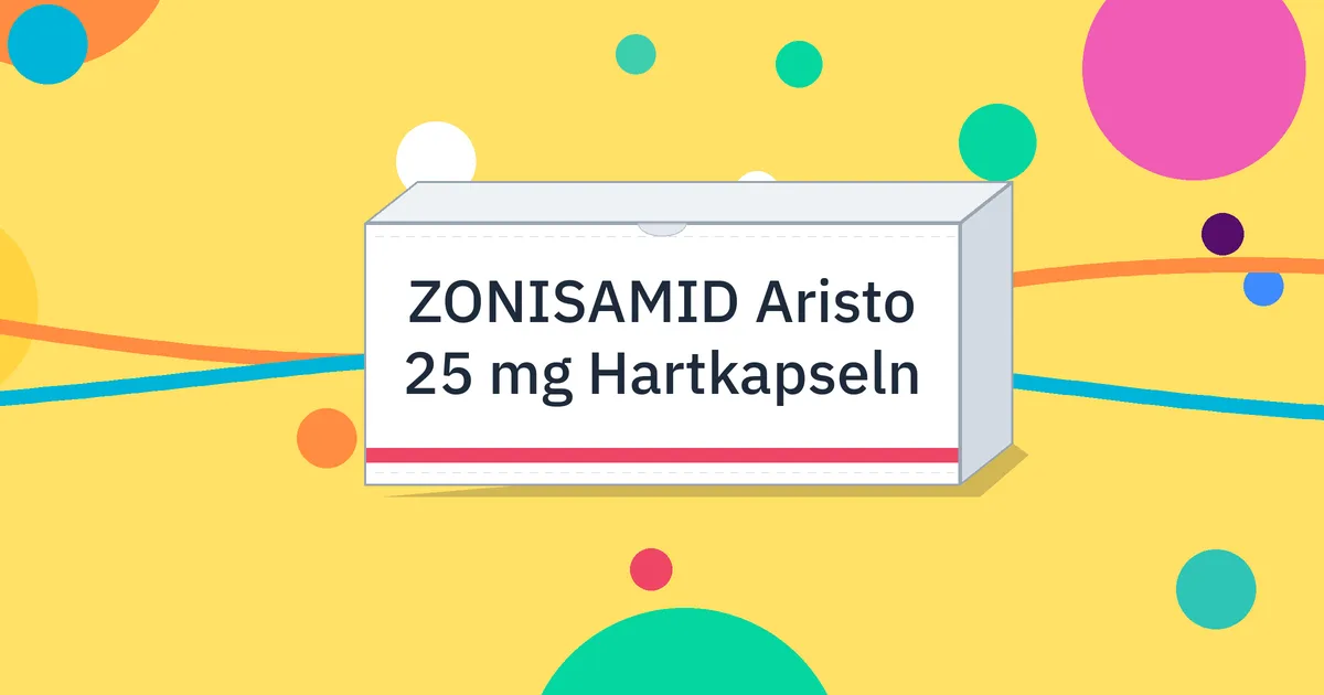Symbolbild: Packung mit der Aufschrift ZONISAMID Aristo 25 mg Hartkapseln (PZN 11853384) – Verfügbarkeit und Bezug in Apotheken in Frankfurt am Main