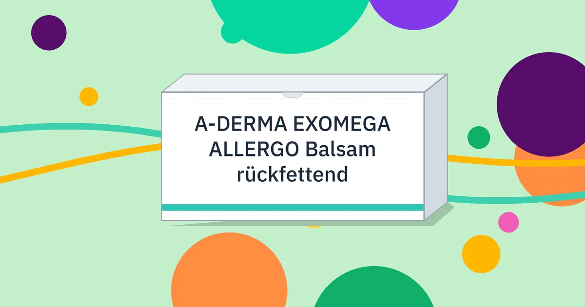 Symbolbild: Packung mit der Aufschrift A-DERMA EXOMEGA ALLERGO Balsam rückfettend (PZN 17438396) – Verfügbarkeit und Bezug in Apotheken in Frankfurt am Main