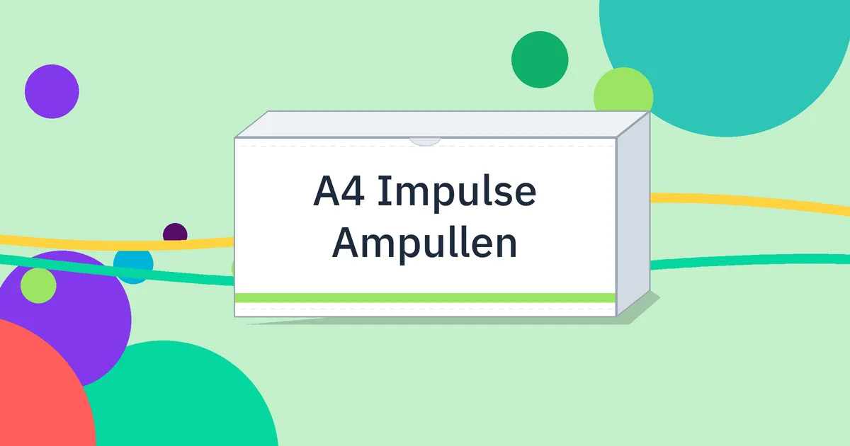 Symbolbild: Packung mit der Aufschrift A4 Impulse Ampullen (PZN 14288915) – Verfügbarkeit und Bezug in Apotheken in Frankfurt am Main