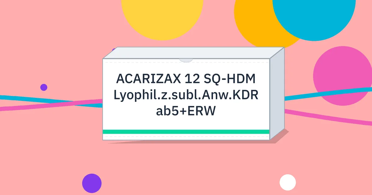 Symbolbild: Packung mit der Aufschrift ACARIZAX 12 SQ-HDM Lyophil.z.subl.Anw.KDR ab5+ERW (PZN 19343168) – Verfügbarkeit und Bezug in Apotheken in Frankfurt am Main