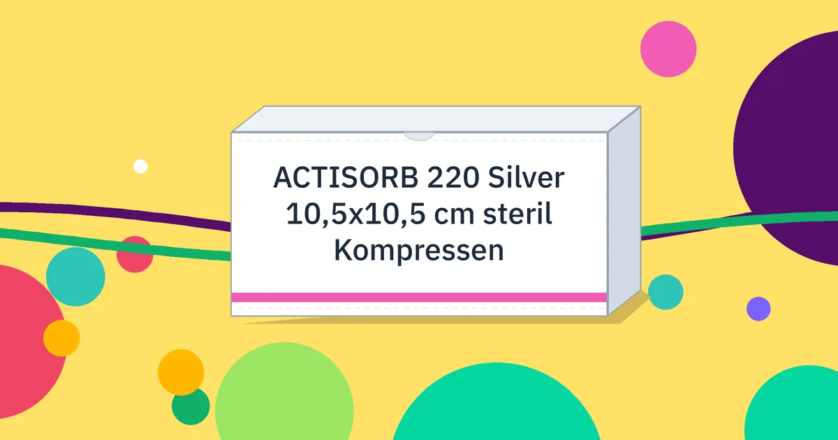 Symbolbild: Packung mit der Aufschrift ACTISORB 220 Silver 10,5x10,5 cm steril Kompressen (PZN 03012423) – Verfügbarkeit und Bezug in Apotheken in Frankfurt am Main