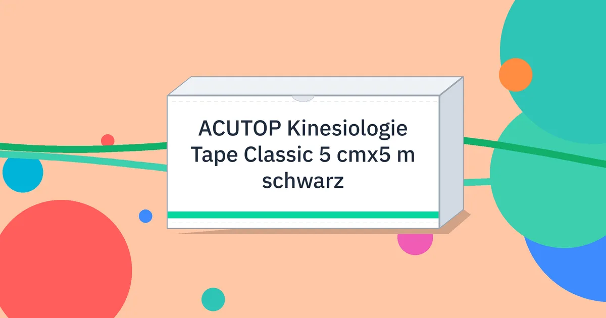 Symbolbild: Packung mit der Aufschrift ACUTOP Kinesiologie Tape Classic 5 cmx5 m schwarz (PZN 14180129) – Verfügbarkeit und Bezug in Apotheken in Frankfurt am Main