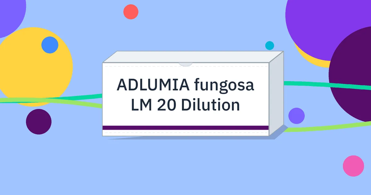 Symbolbild: Packung mit der Aufschrift ADLUMIA fungosa LM 20 Dilution (PZN 13296611) – Verfügbarkeit und Bezug in Apotheken in Frankfurt am Main