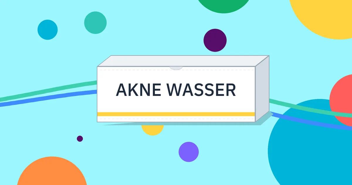 Symbolbild: Packung mit der Aufschrift AKNE WASSER (PZN 01399978) – Verfügbarkeit und Bezug in Apotheken in Frankfurt am Main