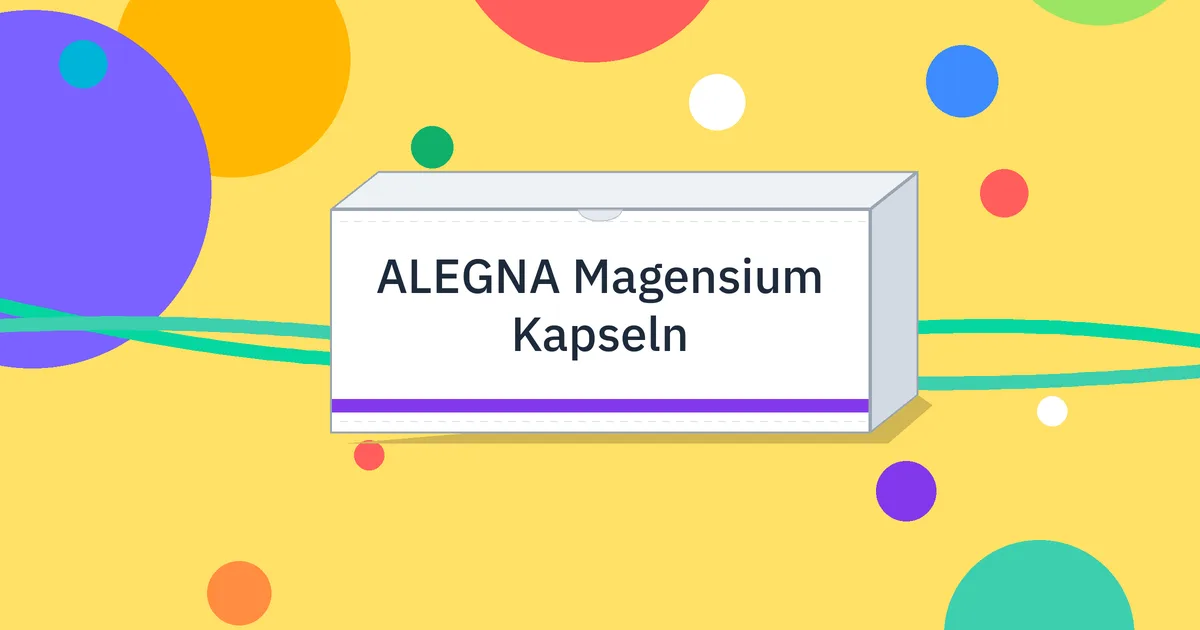 Symbolbild: Packung mit der Aufschrift ALEGNA Magensium Kapseln (PZN 16242662) – Verfügbarkeit und Bezug in Apotheken in Frankfurt am Main