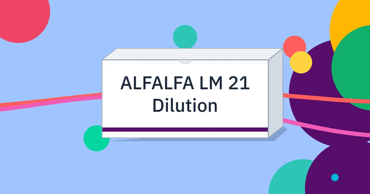 Symbolbild: Packung mit der Aufschrift ALFALFA LM 21 Dilution (PZN 13310268) – Verfügbarkeit und Bezug in Apotheken in Frankfurt am Main