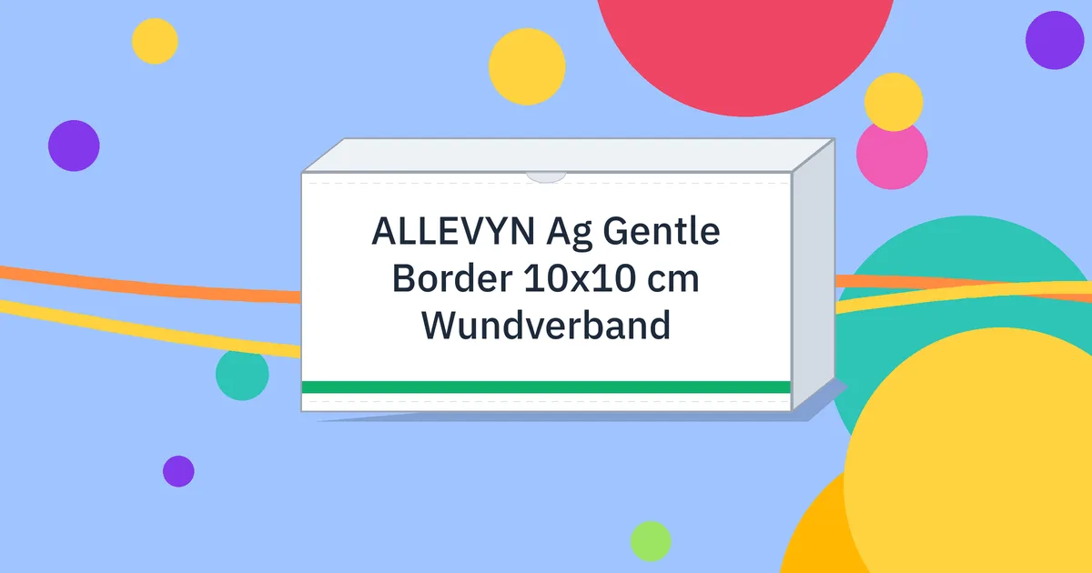 Symbolbild: Packung mit der Aufschrift ALLEVYN Ag Gentle Border 10x10 cm Wundverband (PZN 18051222) – Verfügbarkeit und Bezug in Apotheken in Frankfurt am Main