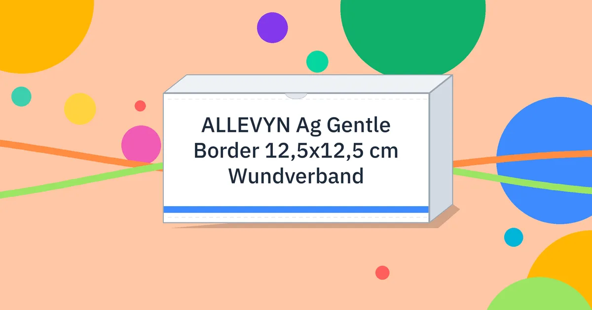 Symbolbild: Packung mit der Aufschrift ALLEVYN Ag Gentle Border 12,5x12,5 cm Wundverband (PZN 11134264) – Verfügbarkeit und Bezug in Apotheken in Frankfurt am Main