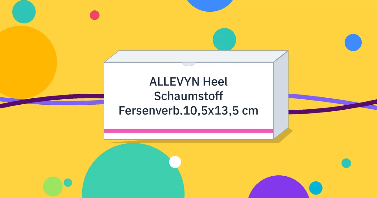 Symbolbild: Packung mit der Aufschrift ALLEVYN Heel Schaumstoff Fersenverb.10,5x13,5 cm (PZN 19899842) – Verfügbarkeit und Bezug in Apotheken in Frankfurt am Main