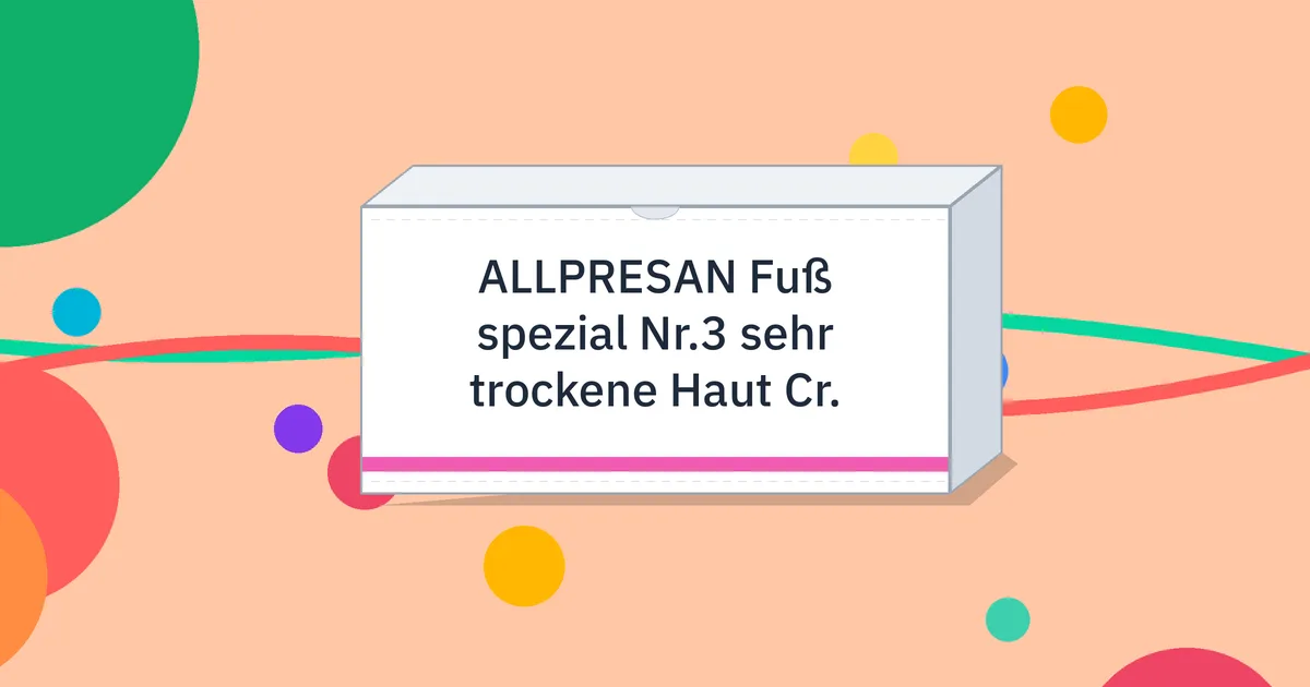 Symbolbild: Packung mit der Aufschrift ALLPRESAN Fuß spezial Nr.3 sehr trockene Haut Cr. (PZN 18105202) – Verfügbarkeit und Bezug in Apotheken in Frankfurt am Main